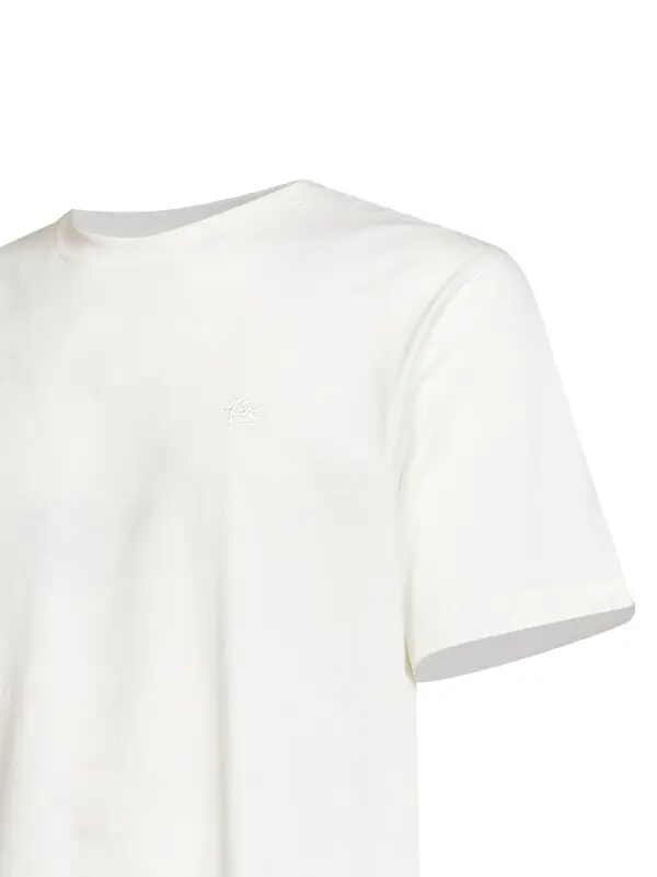 Etro Beige Cotton Logo-embroidered T-shirt - Multicolor