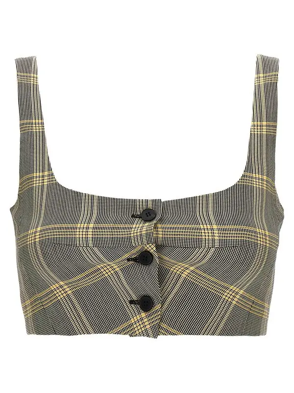 Marni Check Print Cropped Top - Multicolor
