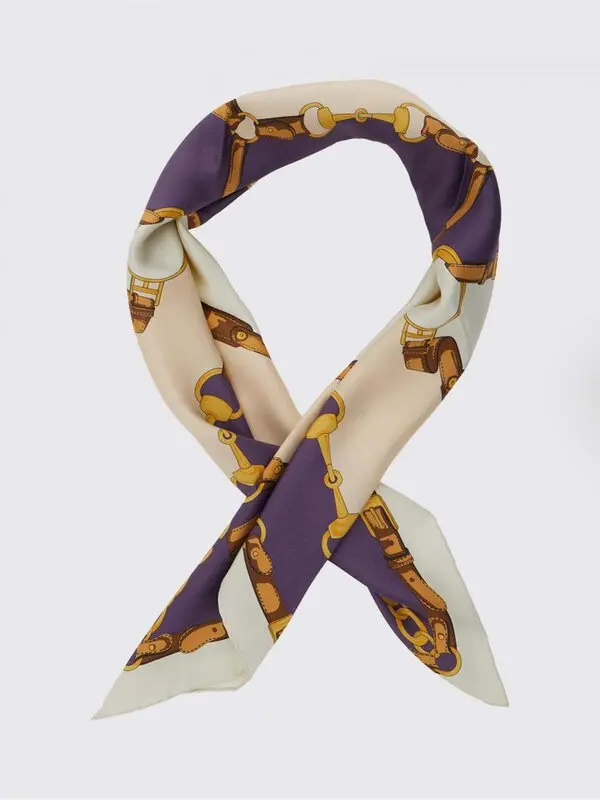 Gucci Square Silk Twill Foulard With Multicolour Graphic Print - Multicolor