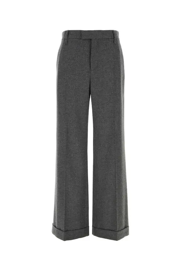 Brunello Cucinelli Dark Grey Wool Blend Palazzo Pant