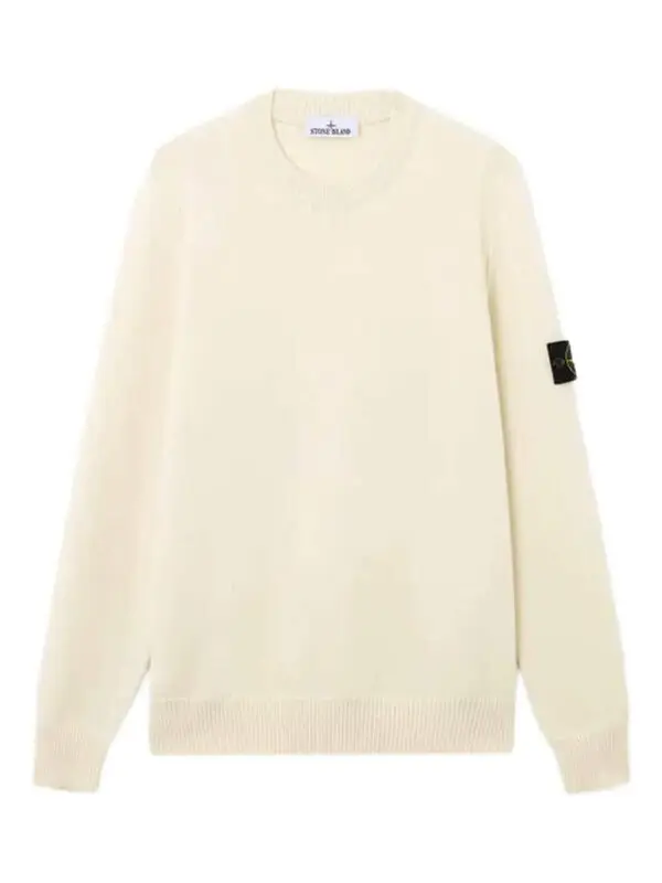Stone Island Striped Logo Sweater - White