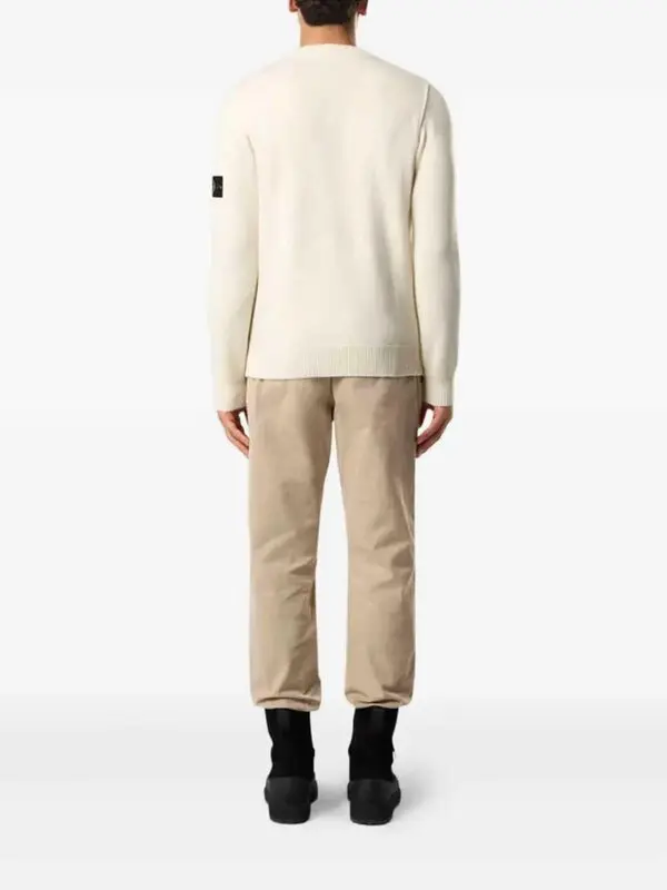 Stone Island Striped Logo Sweater - White