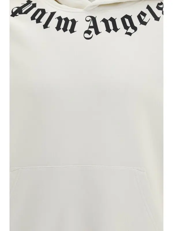 Palm Angels Neck Logo Hoodie - White