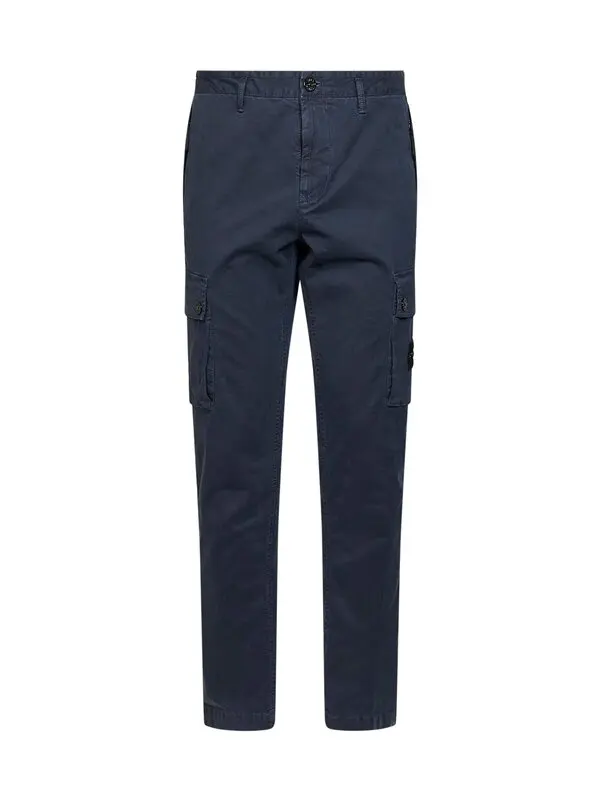 Stone Island Blue Organic Stretch Broken Twill Cargo Trousers