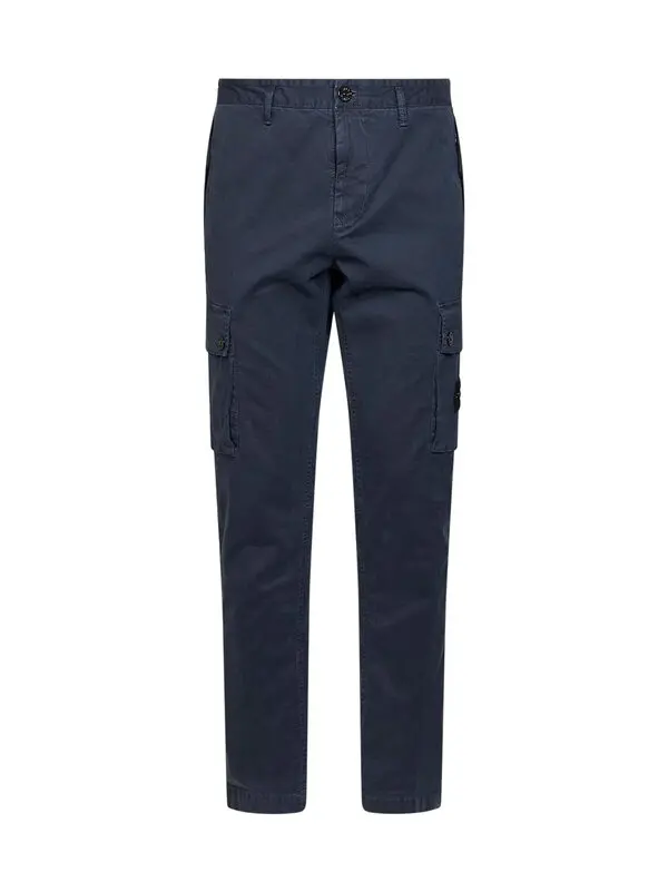Stone Island Blue Organic Stretch Broken Twill Cargo Trousers - Multicolor