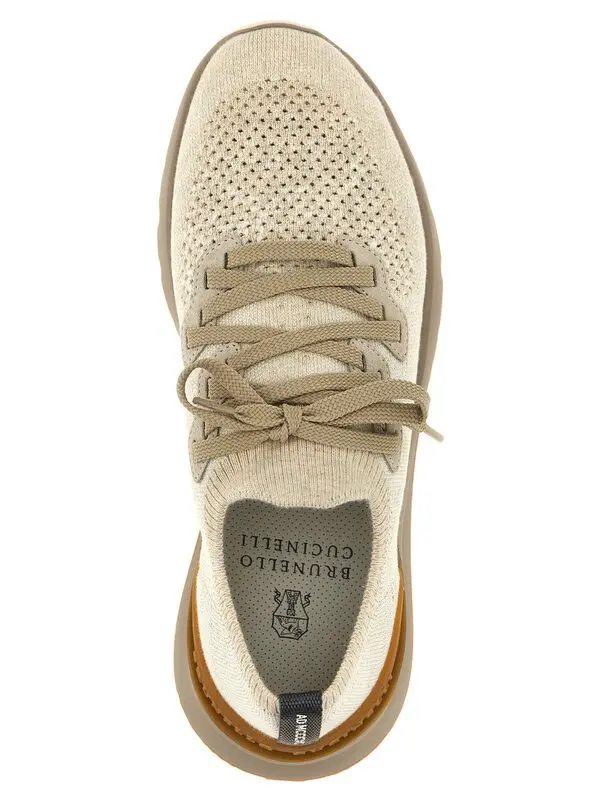 Brunello Cucinelli Knitted Sneakers - Cream
