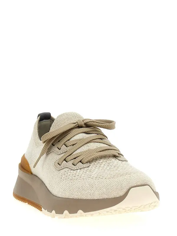 Brunello Cucinelli Knitted Sneakers - Cream