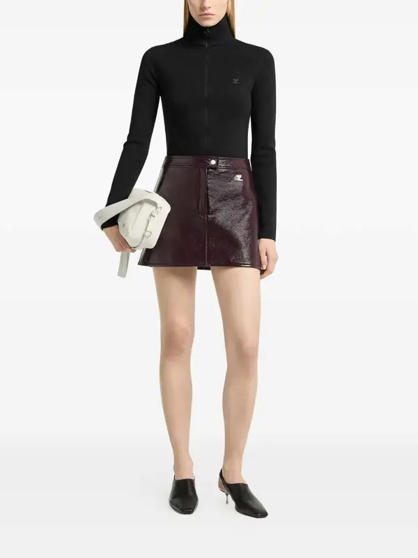 COURREGES Vinyl-effect Mini Skirt With Logo Patch
