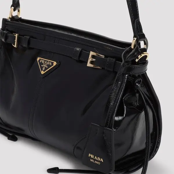 Prada Bonnie Small Leather Hobo Bag - Black