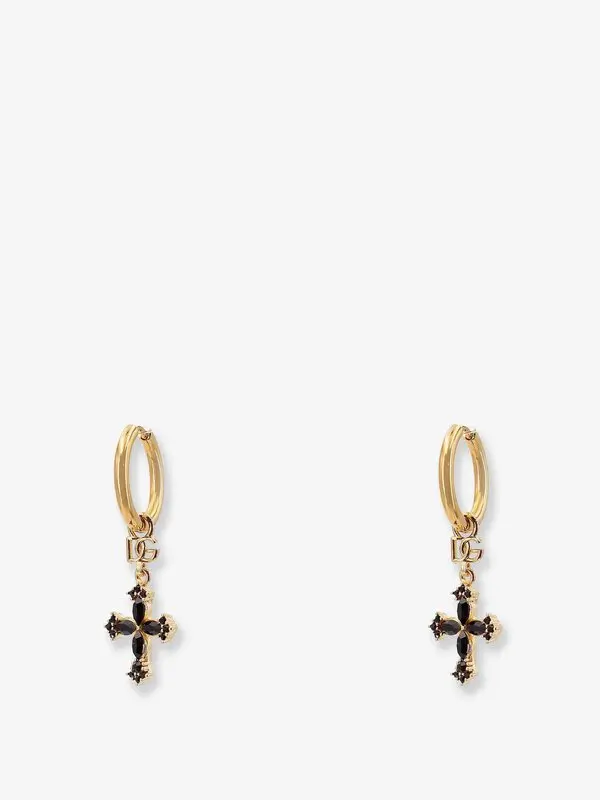 Dolce & Gabbana Brass And Rhinestone Cross Earrings - Multicolor