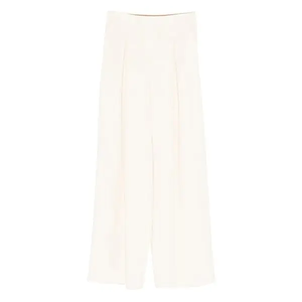 Max Mara Silk Blend Palazzo Trousers - Cream