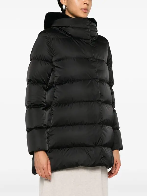 Herno A-shape Down Jacket In Satin And Lady Alternative Fur