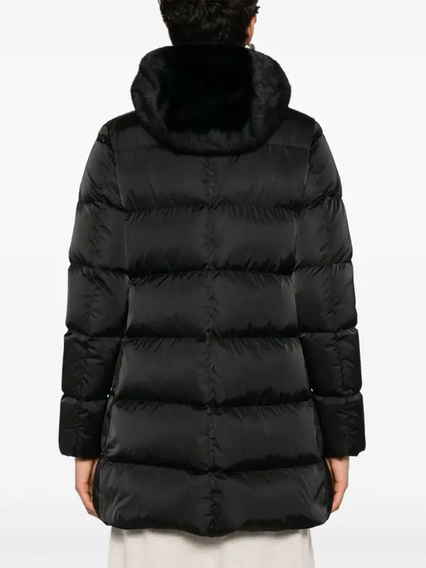 Herno A-shape Down Jacket In Satin And Lady Alternative Fur