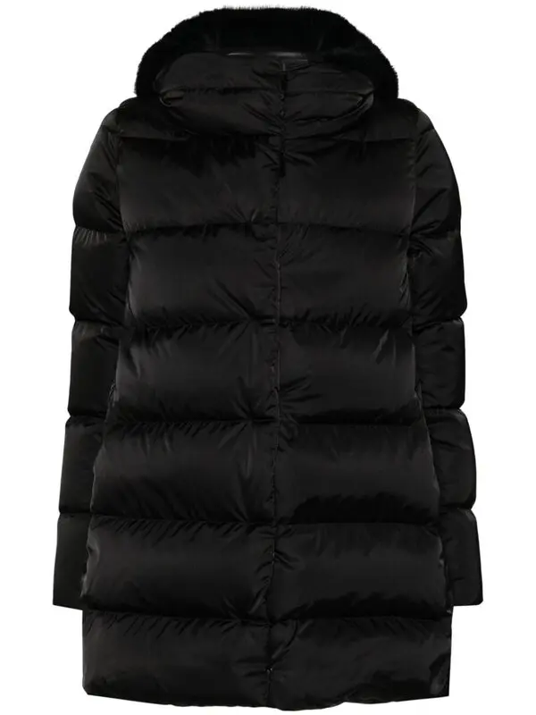Herno Piumino A-shape In Raso E Lady Alternative Fur - Black