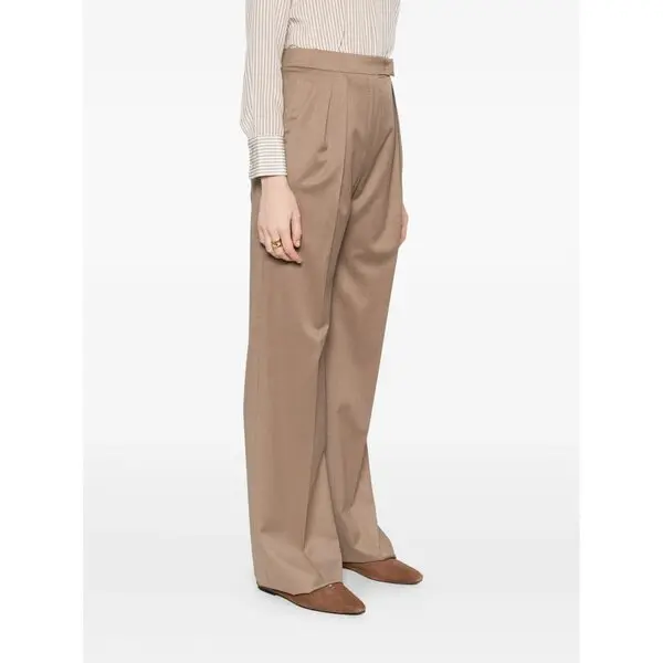 Max Mara Virgin Wool Straight Trousers - Cream