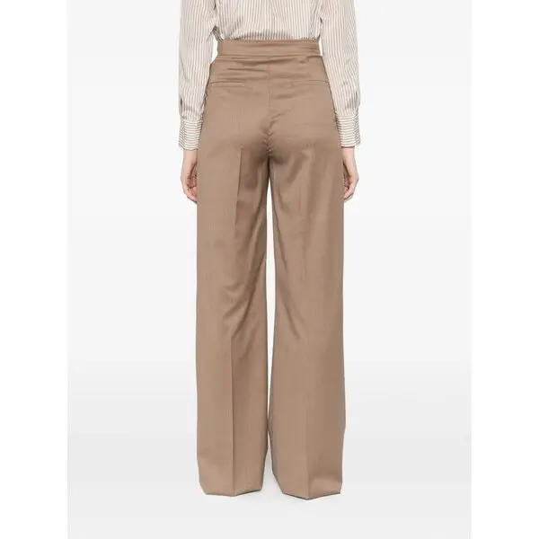 Max Mara Virgin Wool Straight Trousers - Cream