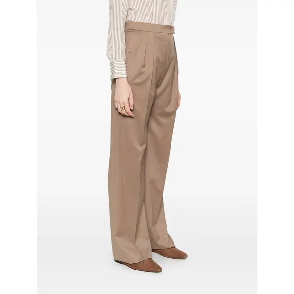 Max Mara Virgin Wool Straight Trousers - Cream