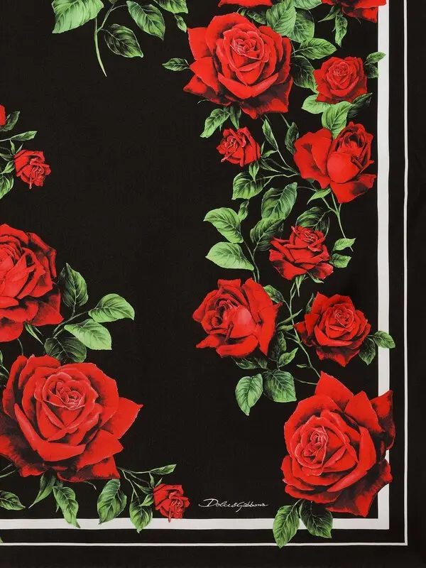 Dolce & Gabbana Silk Rose Print Foulard - Multicolor