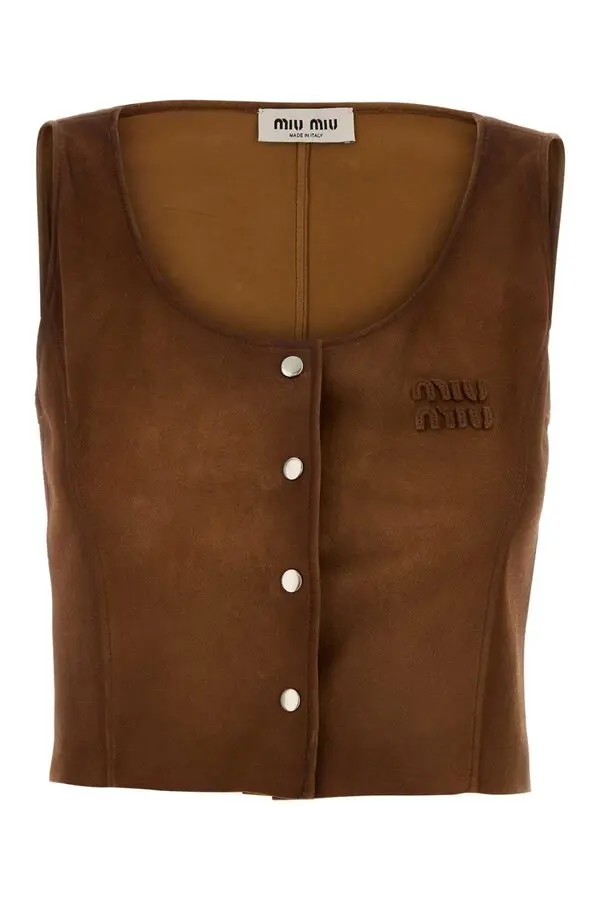 Miu Miu Suede Top - Brown