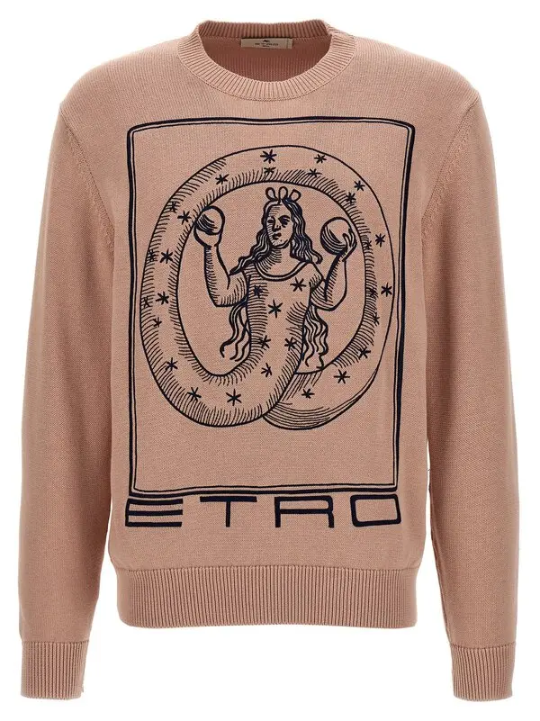 Etro Cotton Logo Embroidery Sweater - Pink
