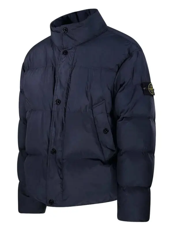 Stone Island Button-up Quilted Jacket - Blue