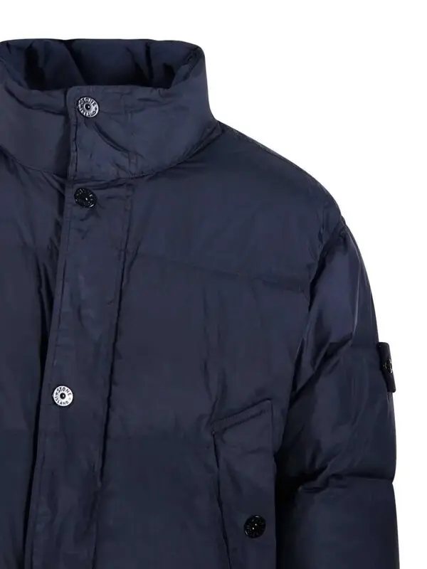 Stone Island Button-up Quilted Jacket - Blue