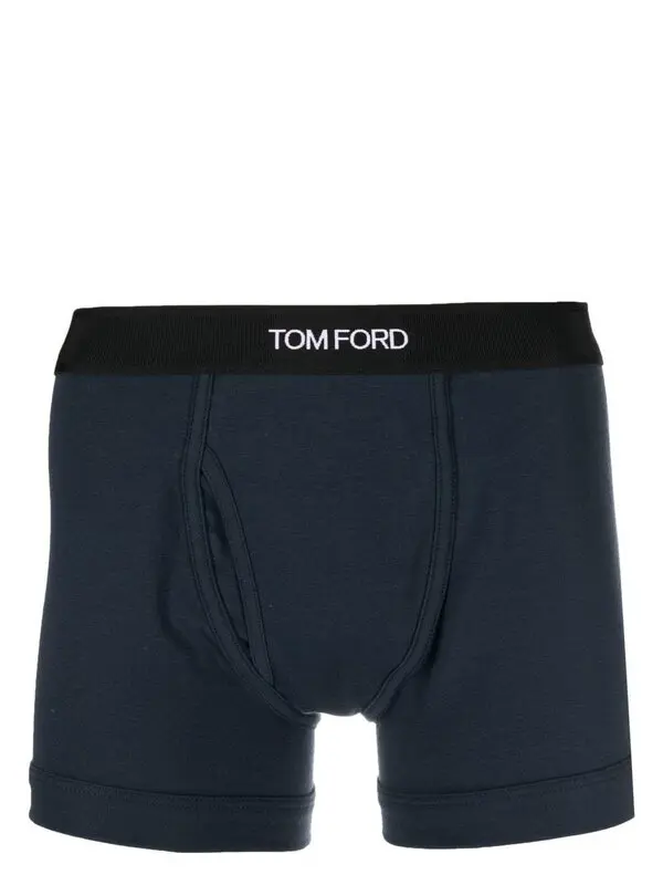 TOM FORD Logo-waistband Cotton Boxer Briefs - Blue