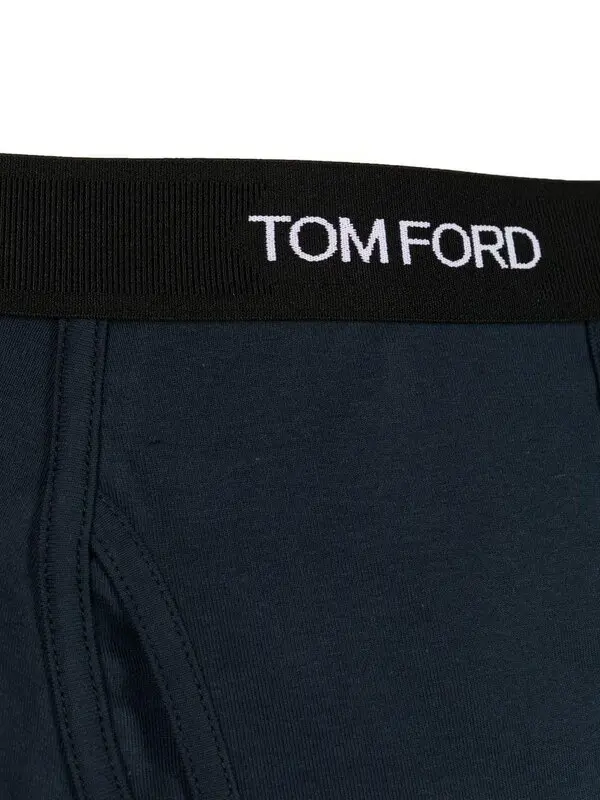 TOM FORD Logo-waistband Cotton Boxer Briefs - Blue