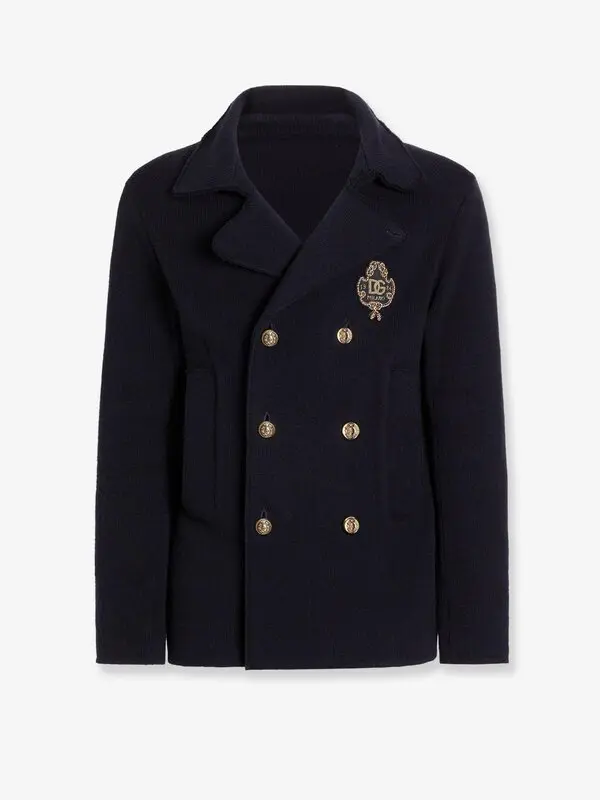 Dolce & Gabbana Virgin Wool Blazer With Iconic Crest - Multicolor