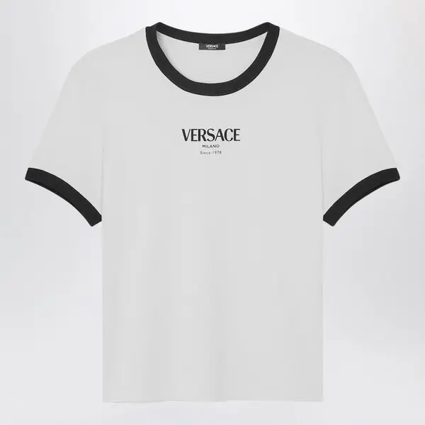 Versace Black Stretch Viscose Jersey T-shirt - White