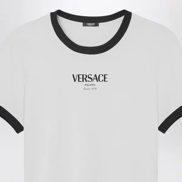 Versace Black Stretch Viscose Jersey T-shirt - White