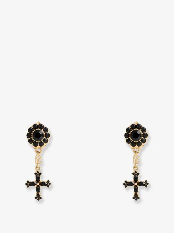 Dolce & Gabbana Brass Earrings With Rhinestones - Multicolor