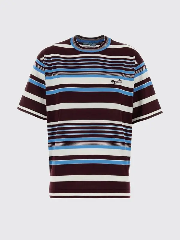 Prada Striped Cotton Crewneck T-shirt - Multicolor