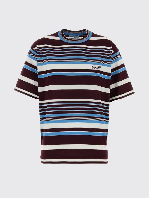 Prada Striped Cotton Crewneck T-shirt - Multicolor