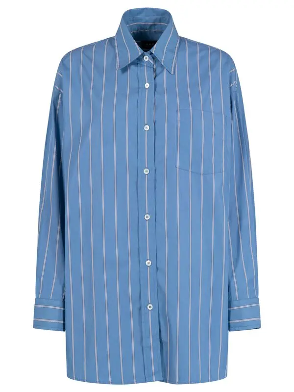 A.p.c. Striped Cotton Shirt With Side Slits