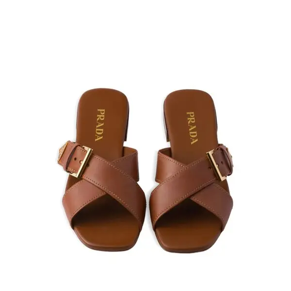 Prada Leather Sandals - Brown