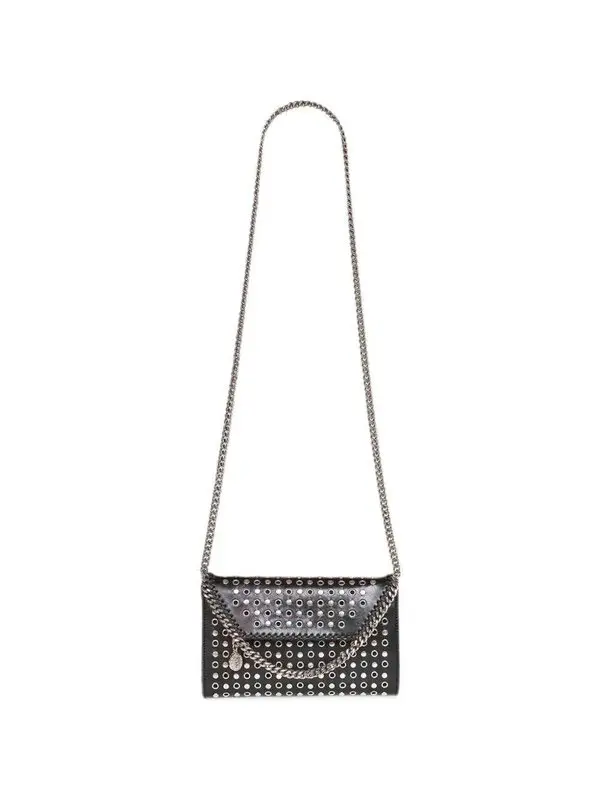 Stella McCartney Falabella Wallet With Chain In Alter Mat, Featuring Studs And Eyelets - Black