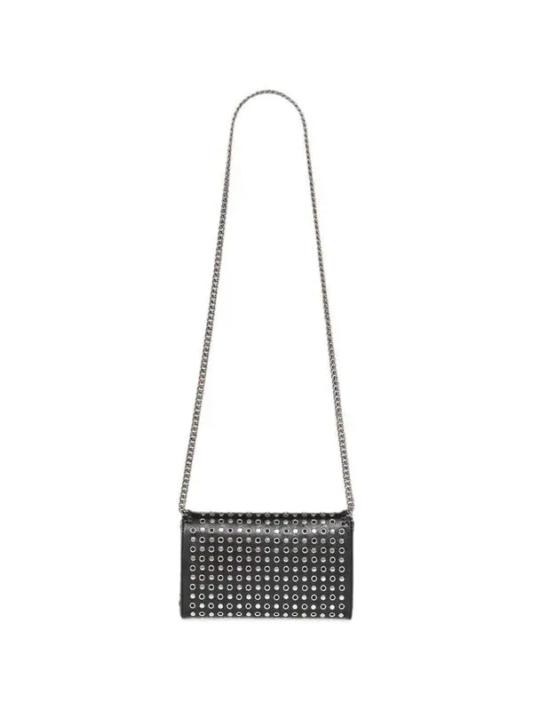 Stella McCartney Falabella Wallet With Chain In Alter Mat, Featuring Studs And Eyelets - Black