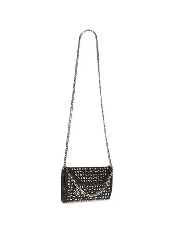 Stella McCartney Falabella Wallet With Chain In Alter Mat, Featuring Studs And Eyelets - Black