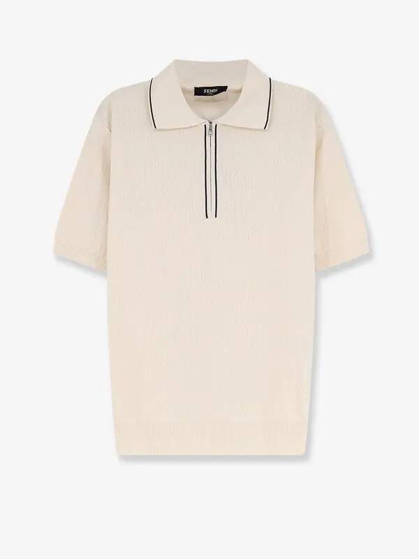 Fendi Cotton And Silk Polo Shirt With Ff Embroidery - Multicolor