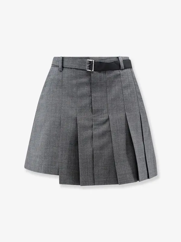 Sacai Pleated Wool Shorts - Gray