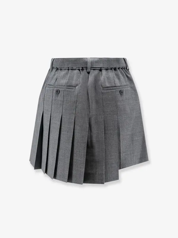 Sacai Pleated Wool Shorts - Gray