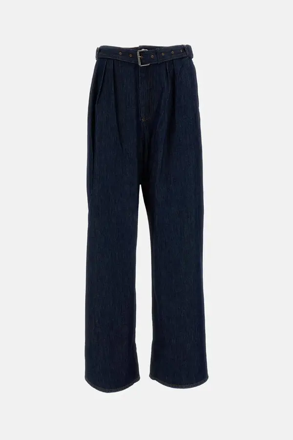 Dries Van Noten Wide Leg Jeans With Belt - Multicolor