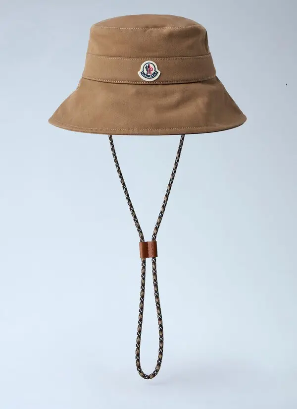 Moncler Logo Patch Bucket Hat - Brown