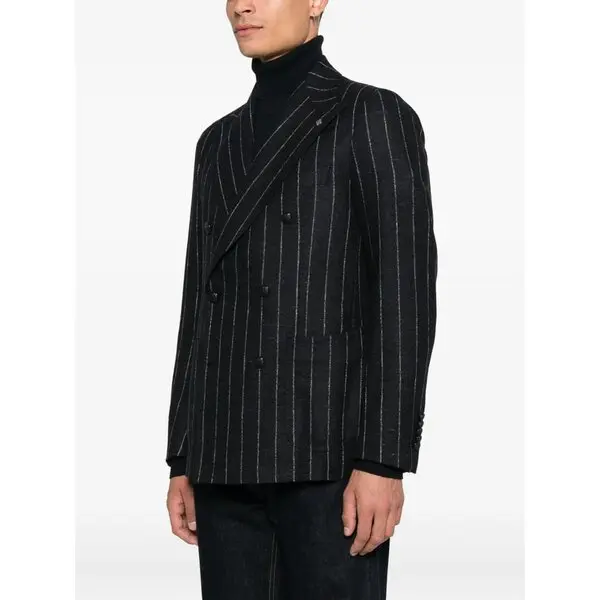 Tagliatore Striped Double-breasted Blazer - Black