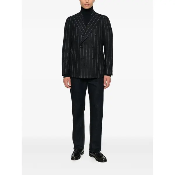 Tagliatore Striped Double-breasted Blazer - Black