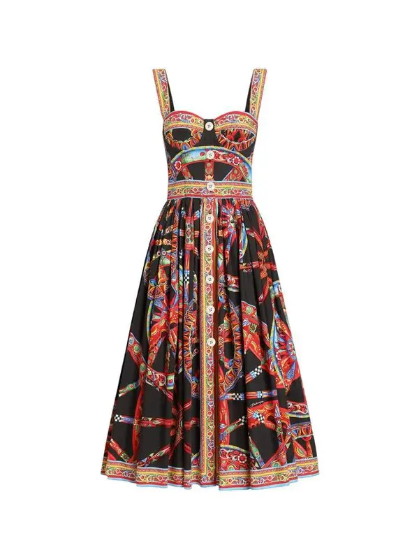Dolce & Gabbana Carretto-print Poplin Maxi Dress - Multicolor