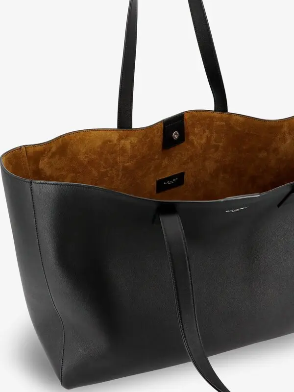 Saint Laurent Leather Shopping Bag With Front Logo