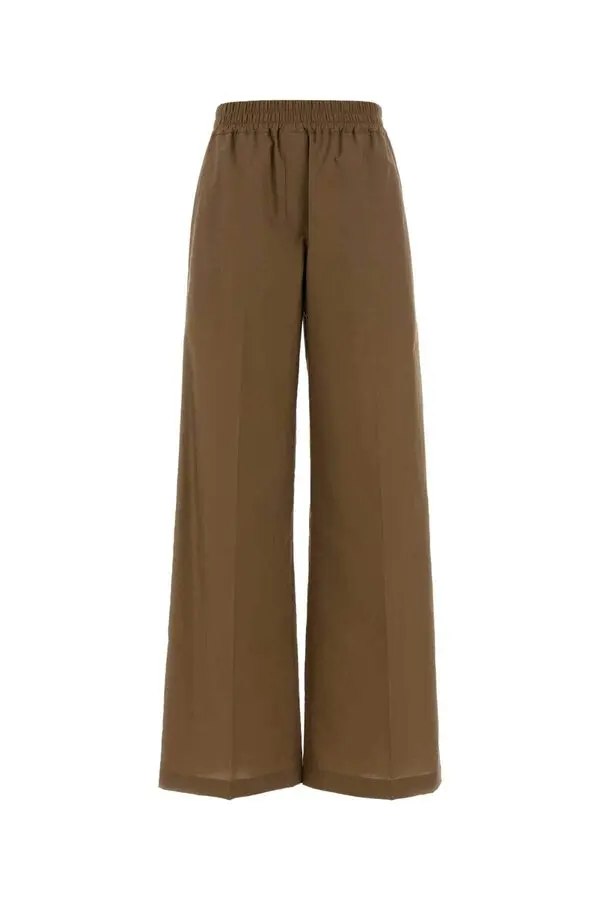 Brunello Cucinelli Cotton Blend Wide-leg Pants - Brown