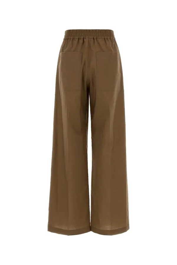 Brunello Cucinelli Cotton Blend Wide-leg Pants - Brown